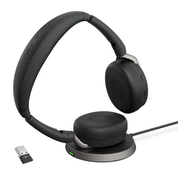 Jabra Evolve2 65 Flex USB UC Stereo Headset with Wireless Charging ...