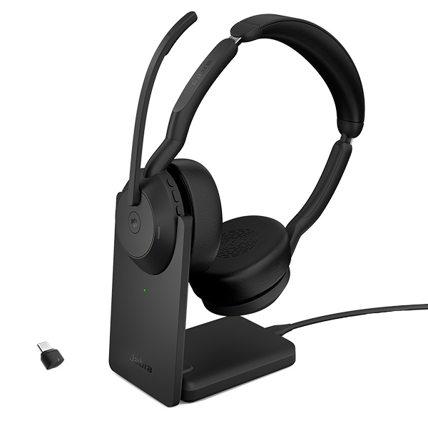 Jabra Evolve2 55 USB-C MS Stereo Bluetooth Headset with Charging Stand ...