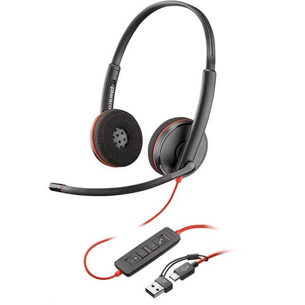 Poly Blackwire 3220 USB-C PC Headset + USB-C / A Adapter | Plantronics ...