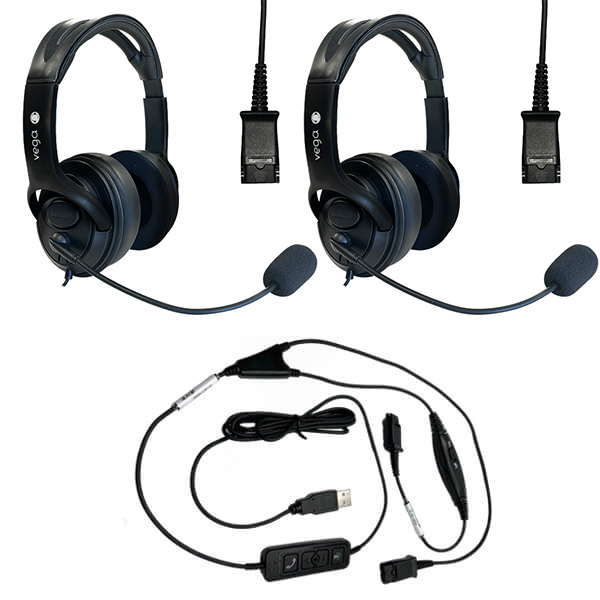Vega Large Earcup USB Headset Training Bundle for Softphones & PC Users ...