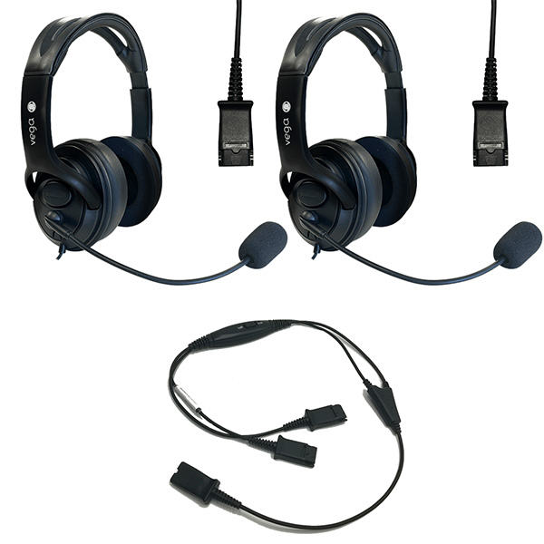 Vega Large Earcup QD Headset Y Training Bundle for Desk Phones ...