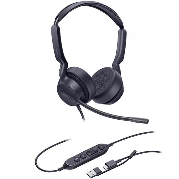 Yealink UH42 Dual UC Headset + USB-C / A Adapter | 1308215 | Headset Store